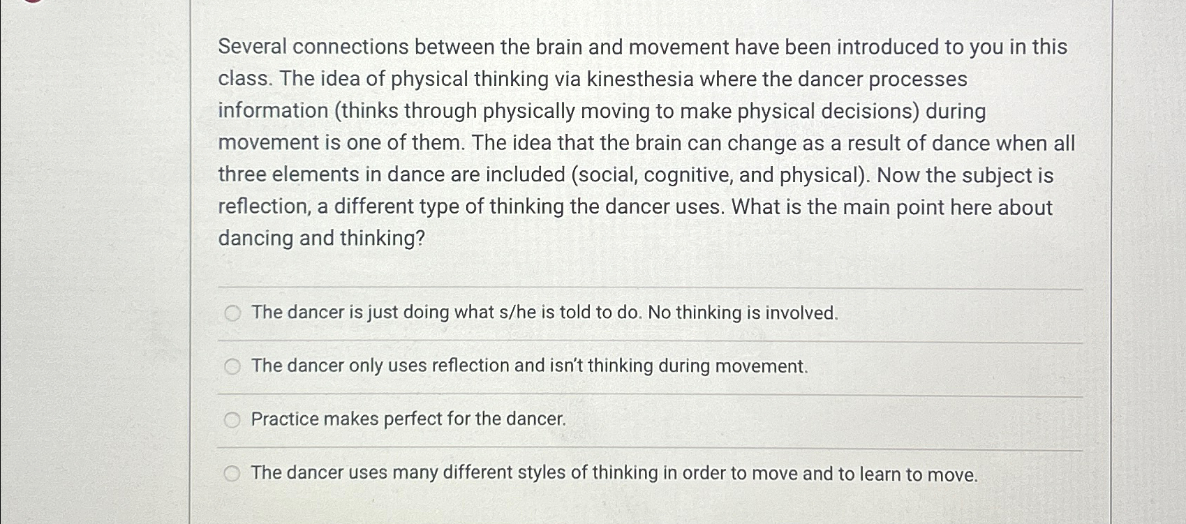 Solved Several connections between the brain and movement | Chegg.com