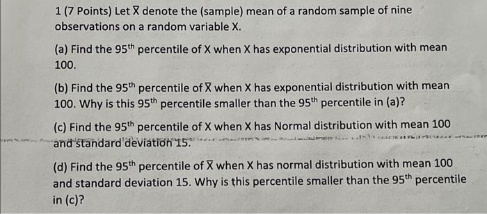 Solved 1 (7 Points) Let Z denote the (sample) mean of a | Chegg.com