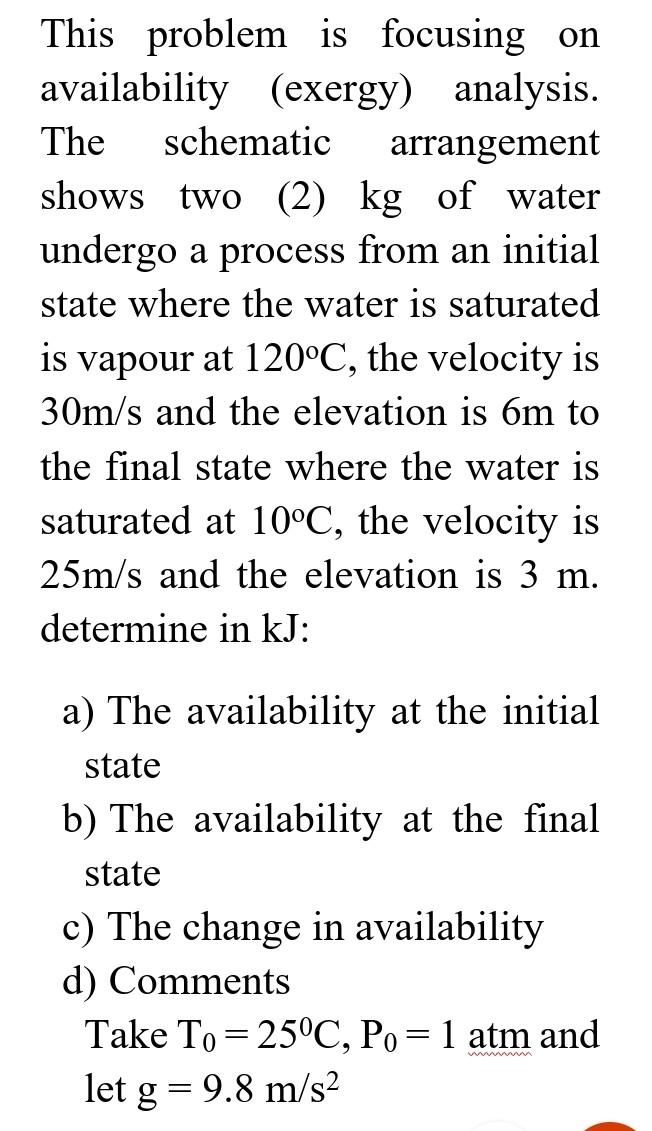 Solved This problem is focusing on availability (exergy) | Chegg.com