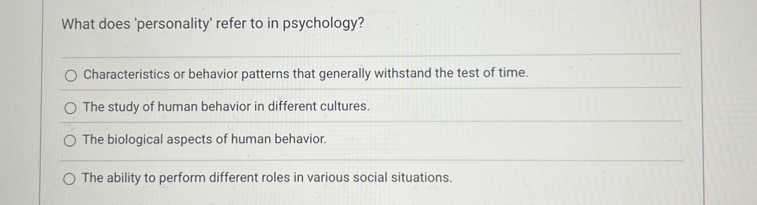 Solved What does 'personality' refer to in | Chegg.com