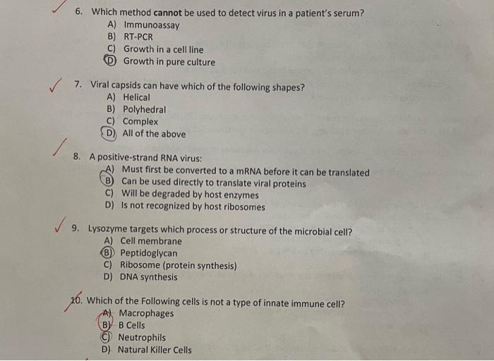 Solved 6. Which method cannot be used to detect virus in a | Chegg.com
