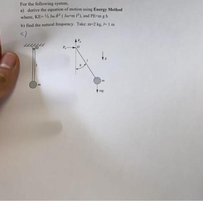 Solved For the following system, a) derive the equation of | Chegg.com