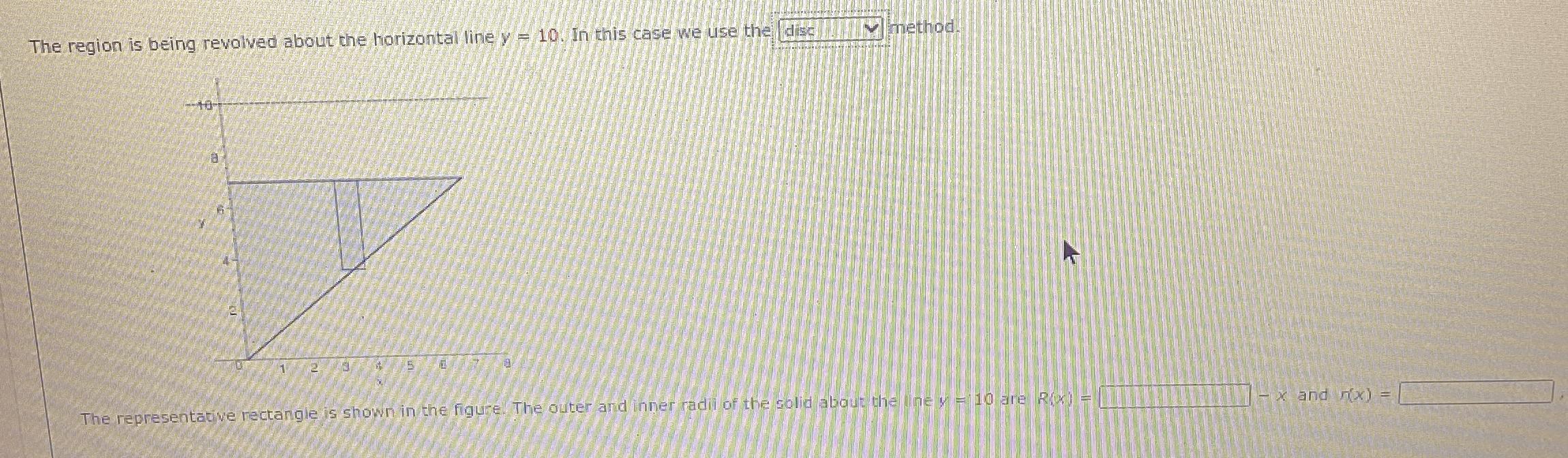 Solved The region is being revolved about the horizontal | Chegg.com
