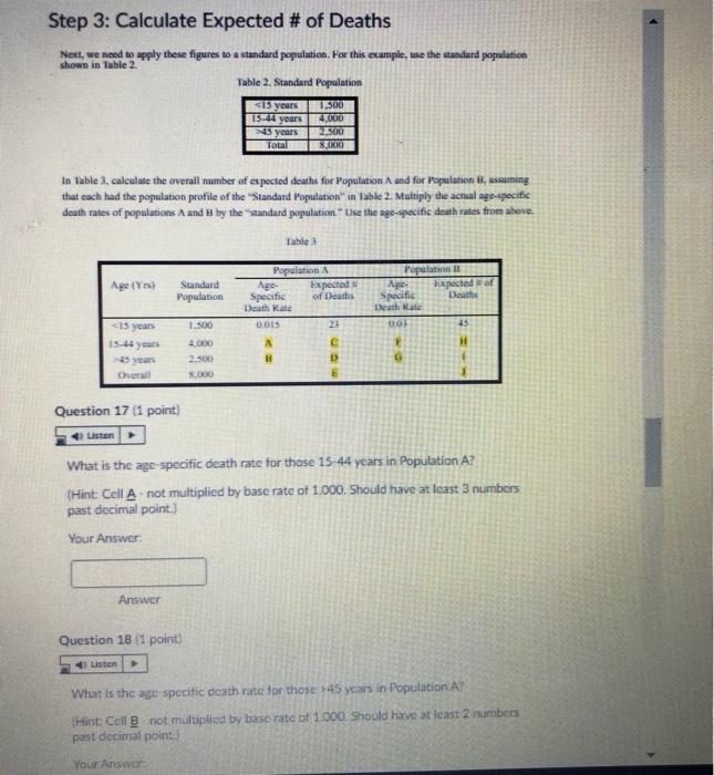 Solved Step 3: Calculate Expected # of Deaths Next, we need | Chegg.com
