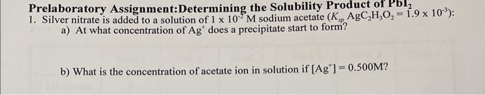 Solved Prelaboratory Assignment:Determining the Solubility | Chegg.com