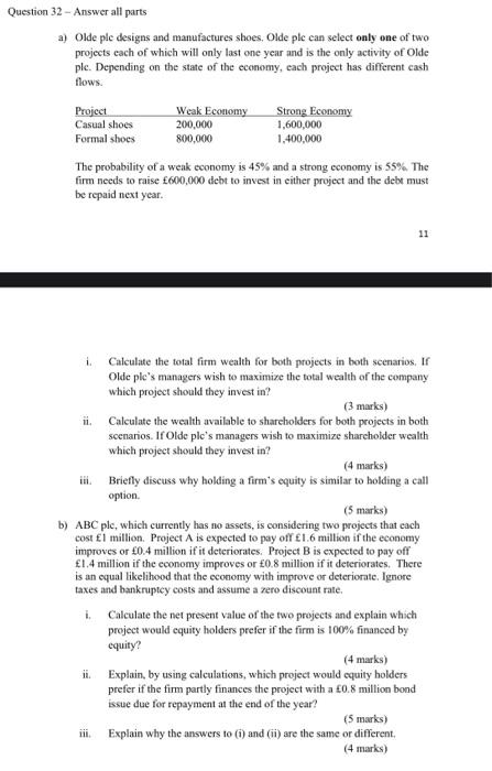 Solved Question 32 - Answer all parts a) Olde ple designs | Chegg.com