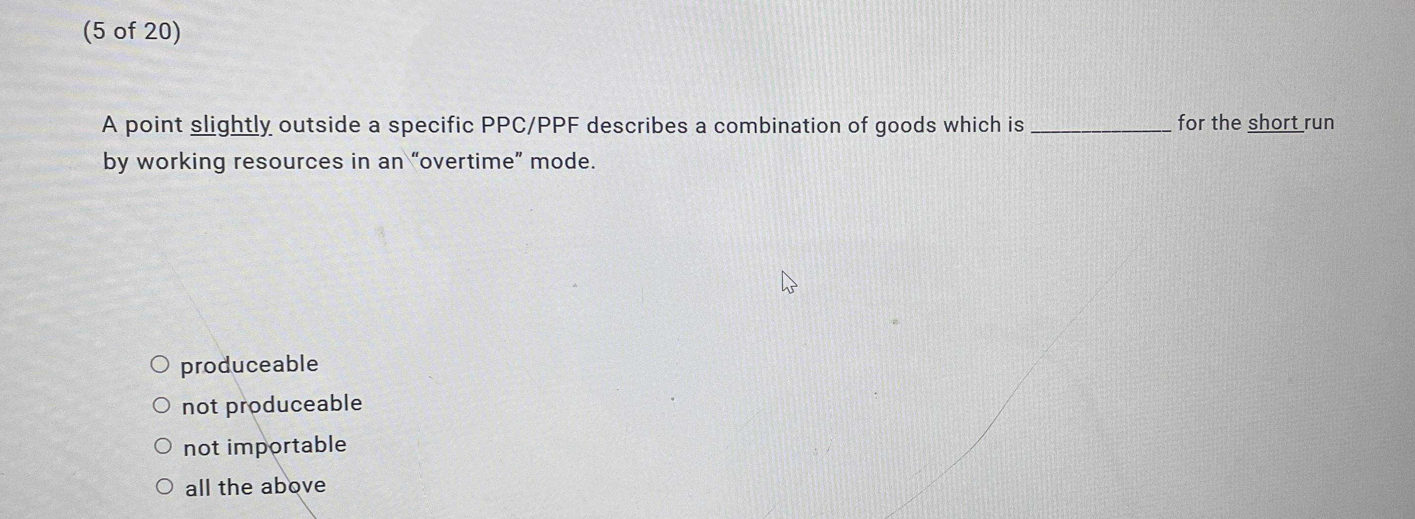 Solved (5 ﻿of 20)A point slightly outside a specific PPC/PPF | Chegg.com