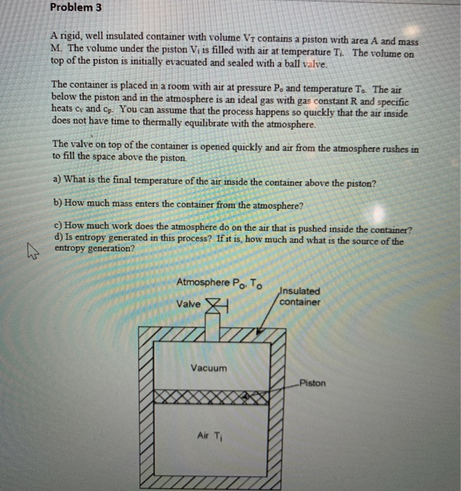 Solved Problem 3 A rigid, well insulated container with | Chegg.com
