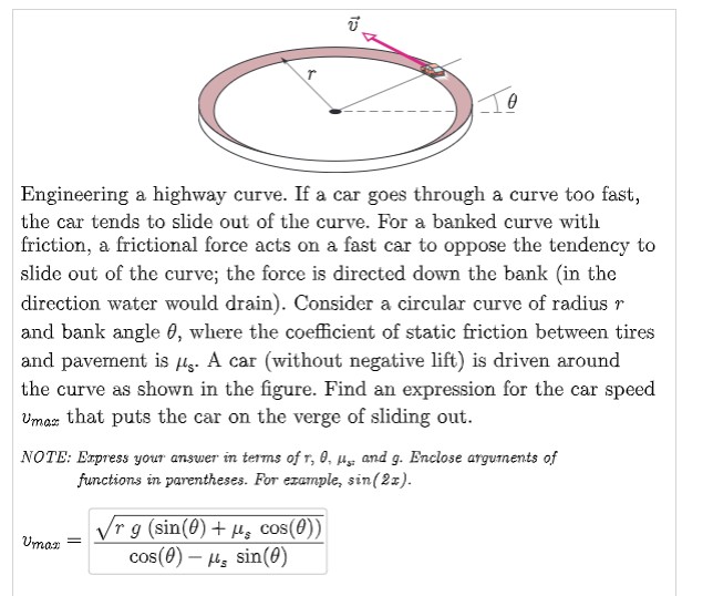 Engineering a highway curve. If ﻿a car goes through a | Chegg.com