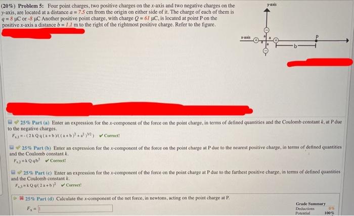 Solved yaxis (20%) Problem 5: Four point charges, two | Chegg.com Solved yaxis (20%) Problem 5: Four point charges, two | Chegg.com