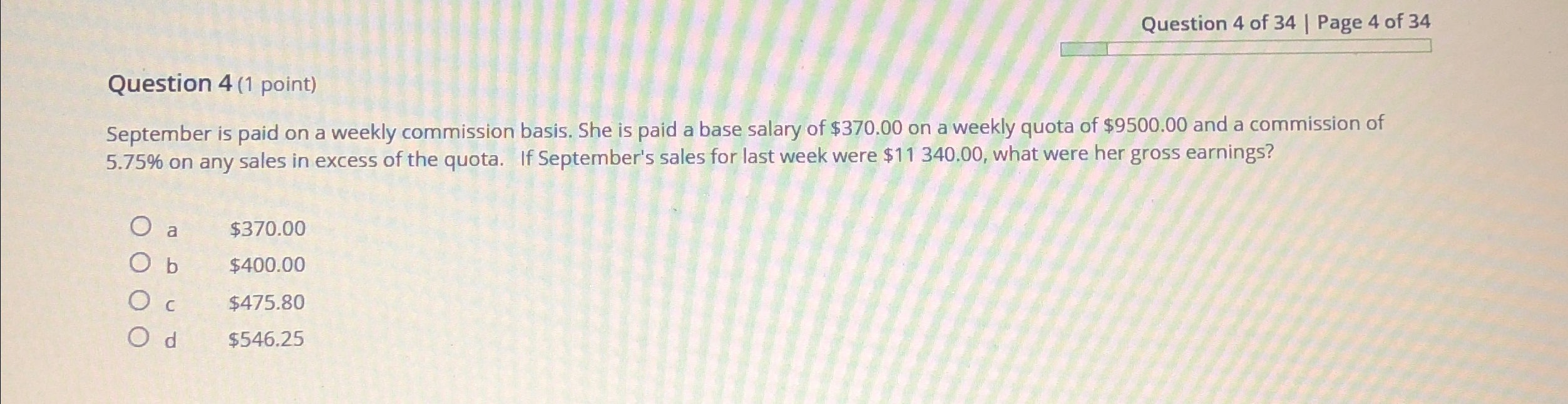 Solved Question 4 ﻿of 34 | ﻿Page 4 ﻿of 34Question 4 (1 | Chegg.com