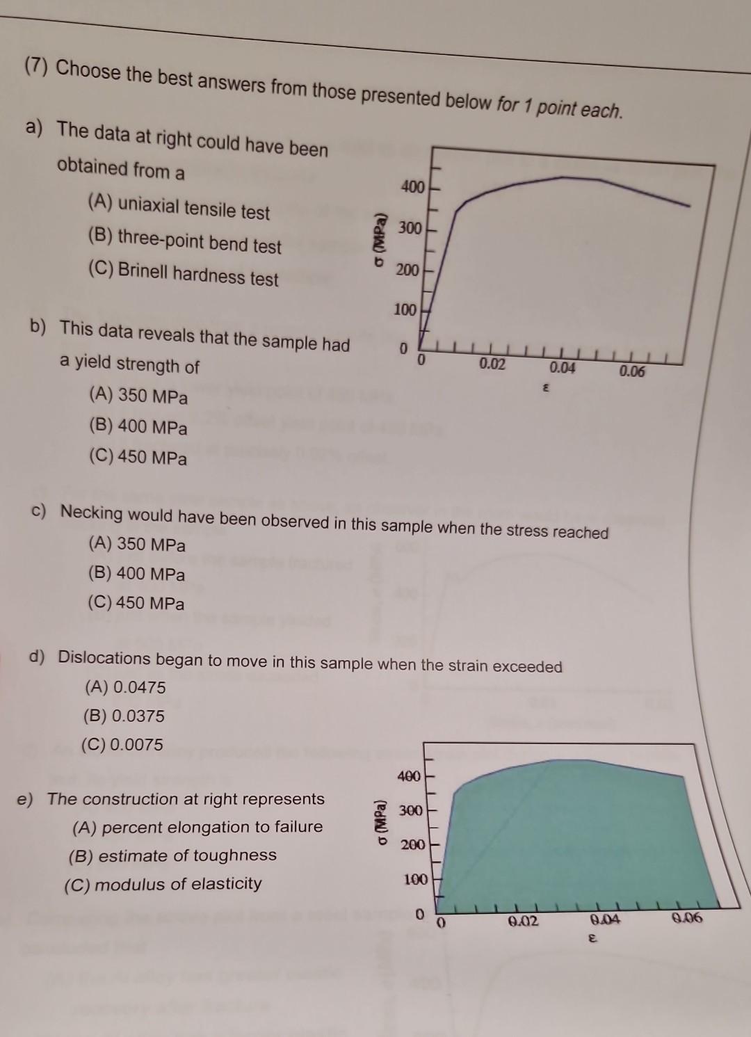 Solved (7) Choose the best answers from those presented | Chegg.com