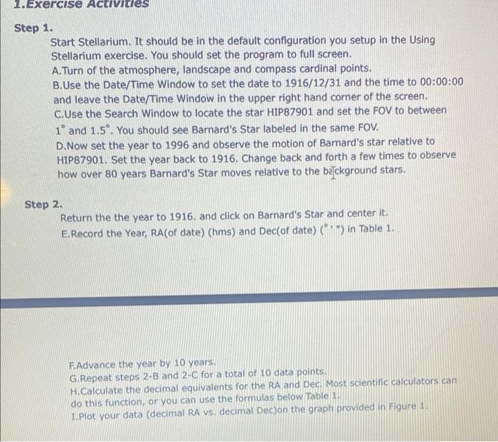 Solved 1.Exercise Activities Step 1. Start Stellarium. It | Chegg.com