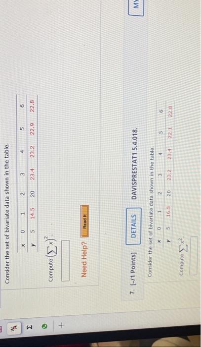 Solved Consider the set of bivariate data shown in the | Chegg.com