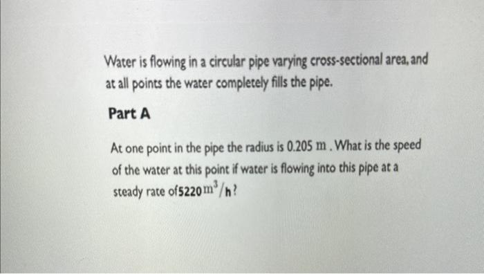 Solved Water is flowing in a circular pipe varying | Chegg.com