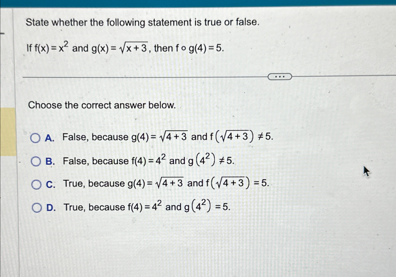 Solved State whether the following statement is true or | Chegg.com