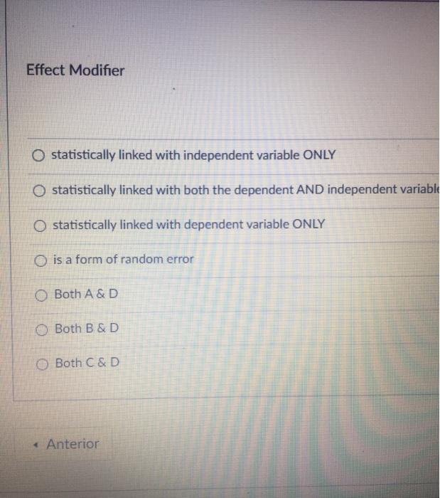 Solved Effect Modifier O statistically linked with | Chegg.com