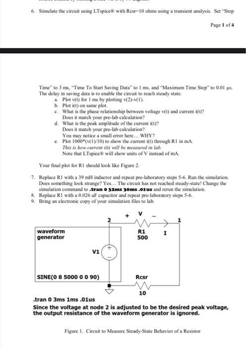 Solved 6. Simulate the circuit using LTspice with Resr-10 | Chegg.com Solved 6. Simulate the circuit using LTspice with Resr-10 | Chegg.com