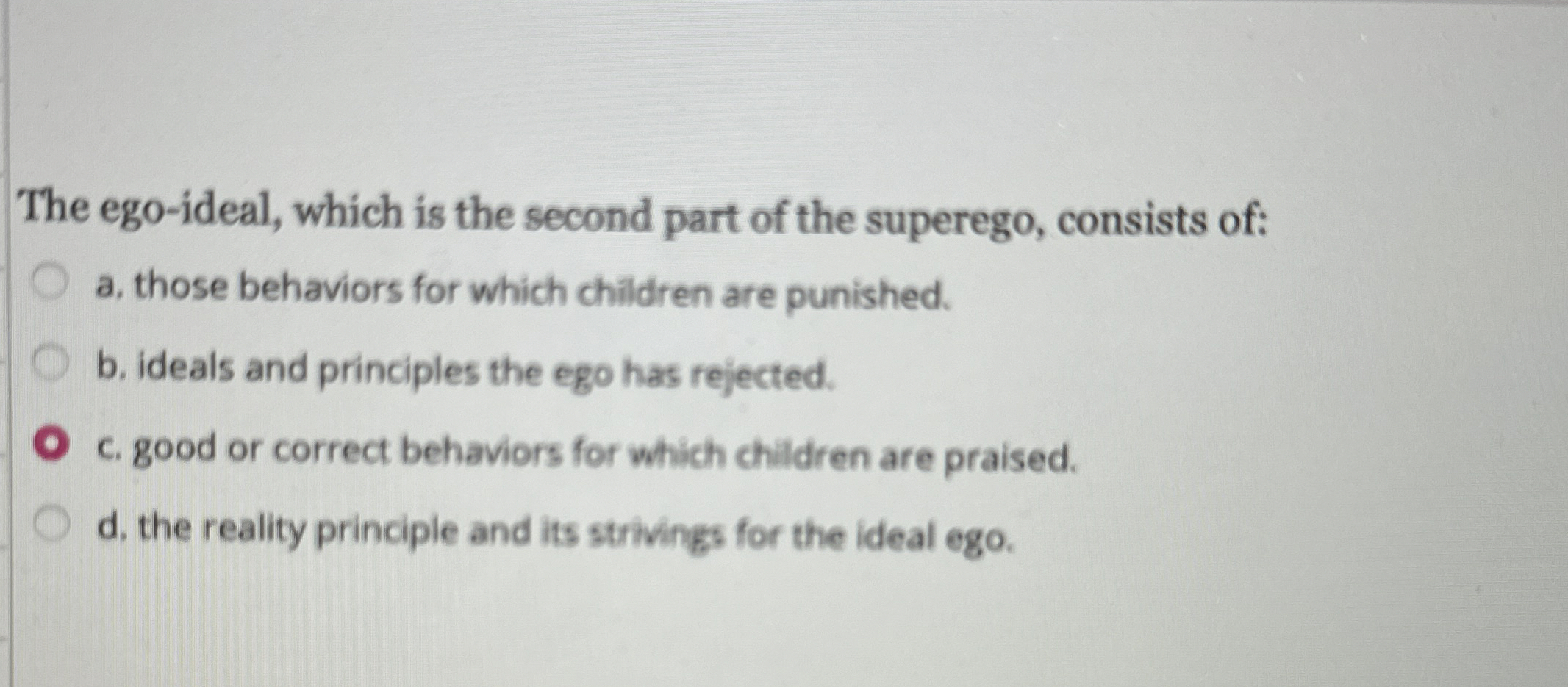 Solved The ego-ideal, which is the second part of the | Chegg.com