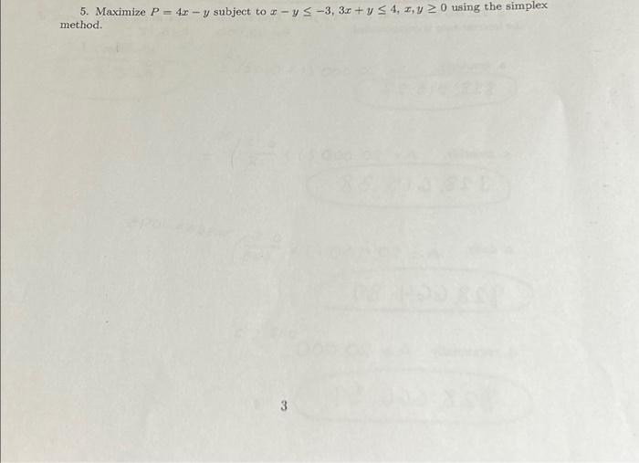 Solved 5 Maximize P 4x Y Subject To X Y ≤ 3 3x Y