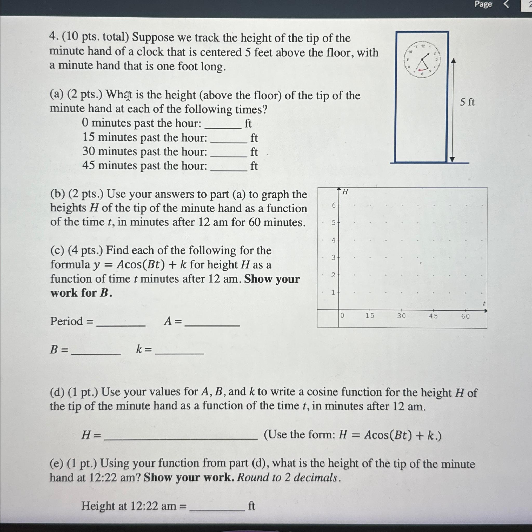 Solved (10 ﻿pts. ﻿total) ﻿Suppose we track the height of the | Chegg.com