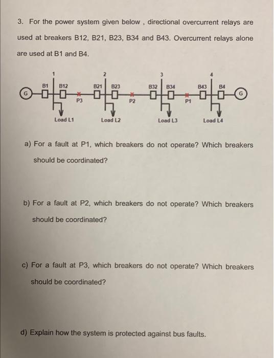 Solved 3. For the power system given below, directional | Chegg.com