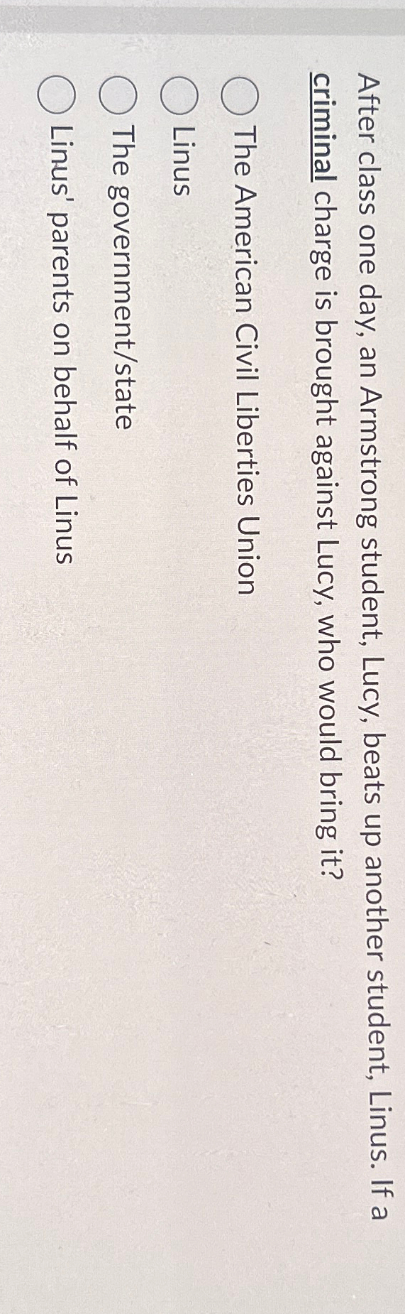 Solved After class one day, an Armstrong student, Lucy, | Chegg.com