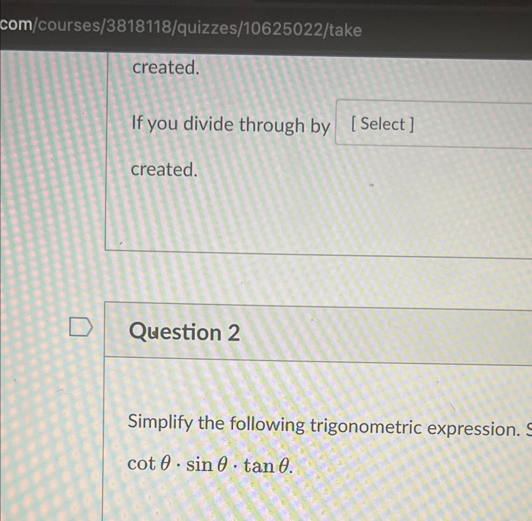 Solved Simplify the following trigonometric expression. | Chegg.com