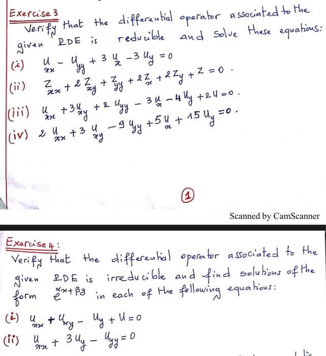 Solved Exercise 3 Verify that the differential operator | Chegg.com