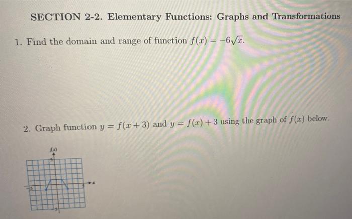 Solved SECTION 2-2. Elementary Functions: Graphs and | Chegg.com