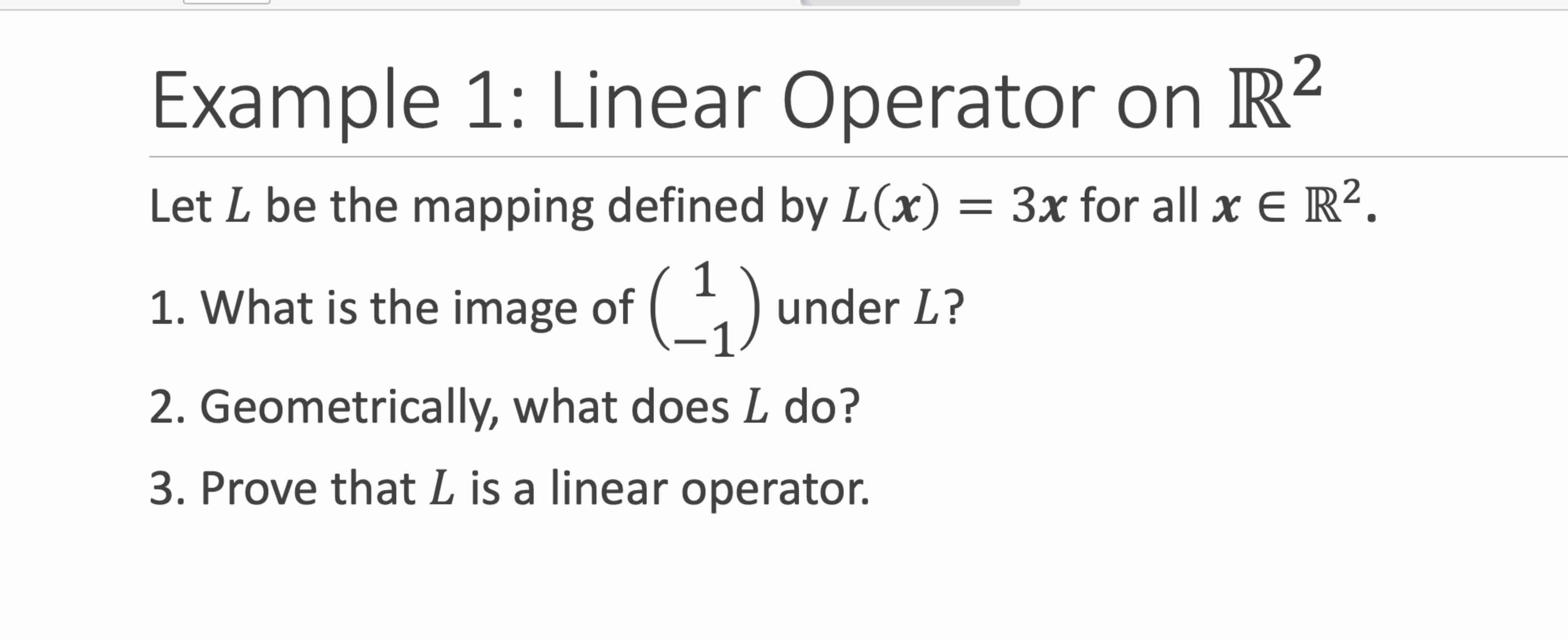 Solved Example 1: Linear Operator on R2Let L be ﻿the mapping | Chegg.com