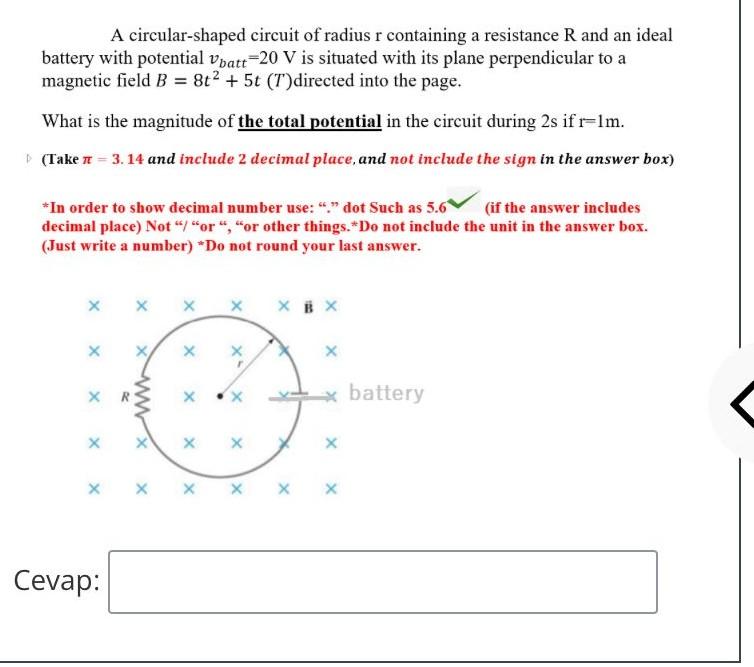 Solved A circular-shaped circuit of radius r containing a | Chegg.com