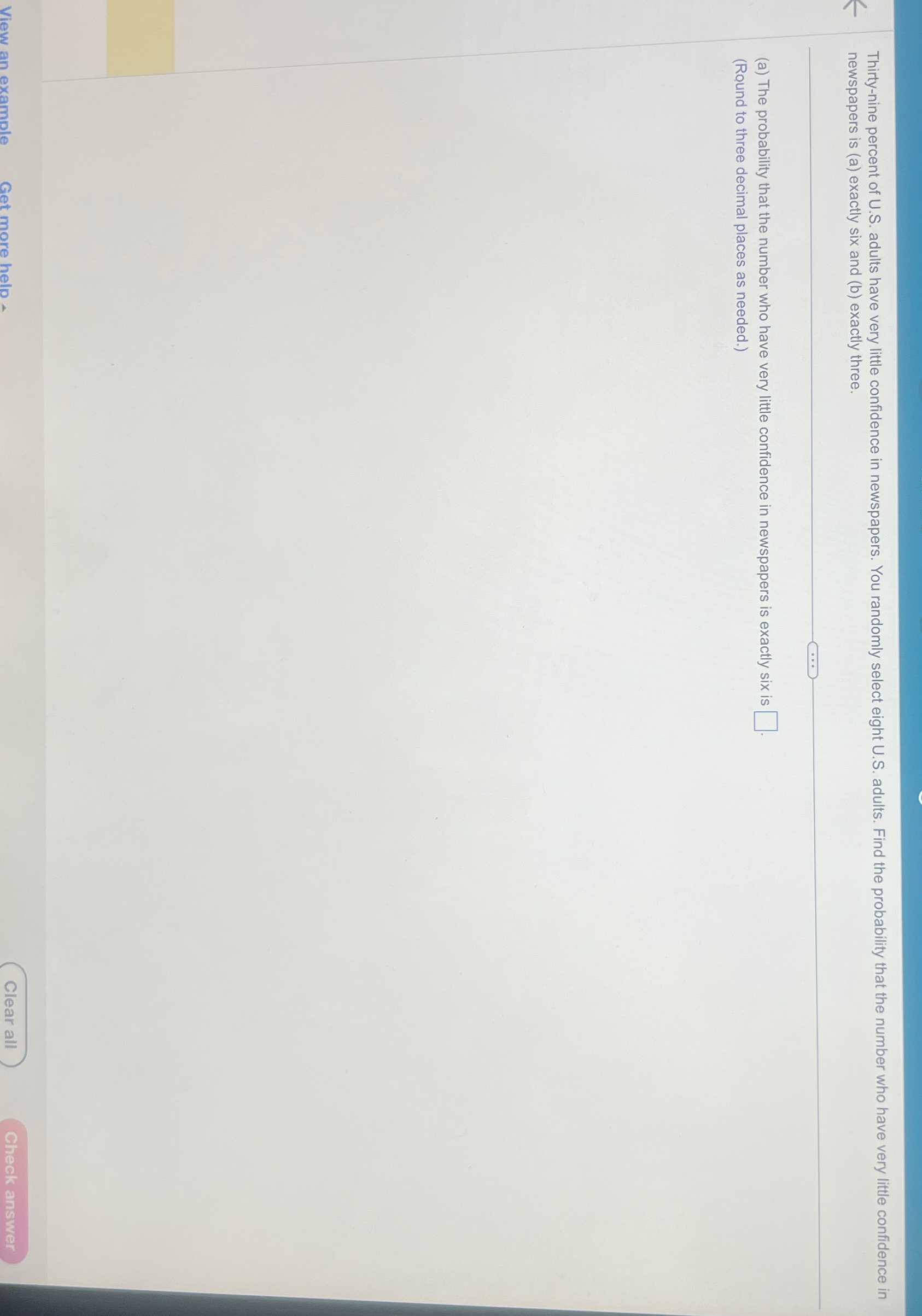 Solved Thirty-nine percent of U.S. ﻿adults have very little | Chegg.com