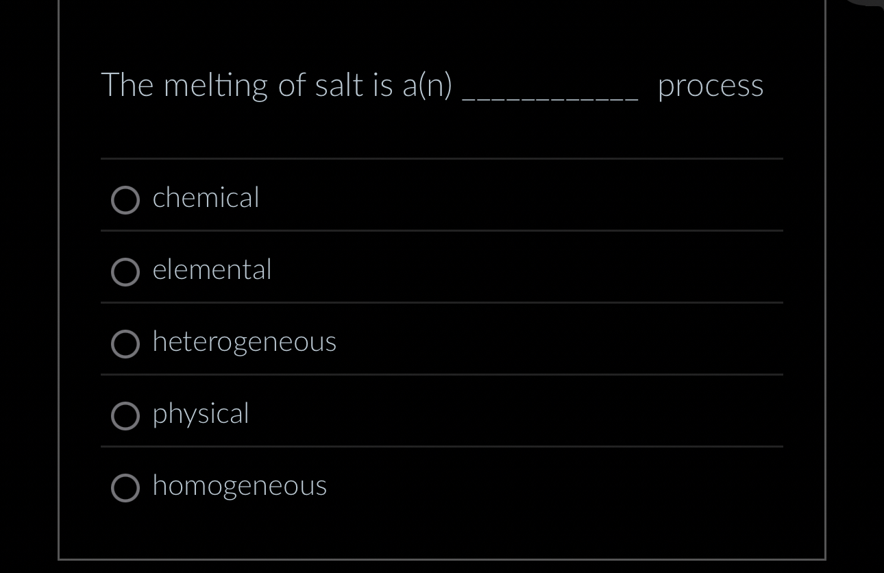Solved The melting of salt is | Chegg.com