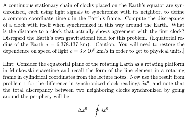 Solved A continuous stationary chain of clocks placed on the | Chegg.com