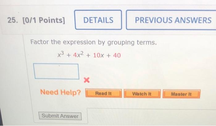 Solved Factor the expression by grouping terms. | Chegg.com