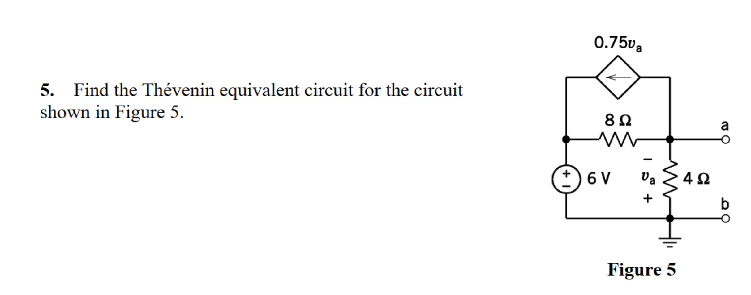 Solved 5. ﻿Find the Thévenin equivalent circuit for the | Chegg.com