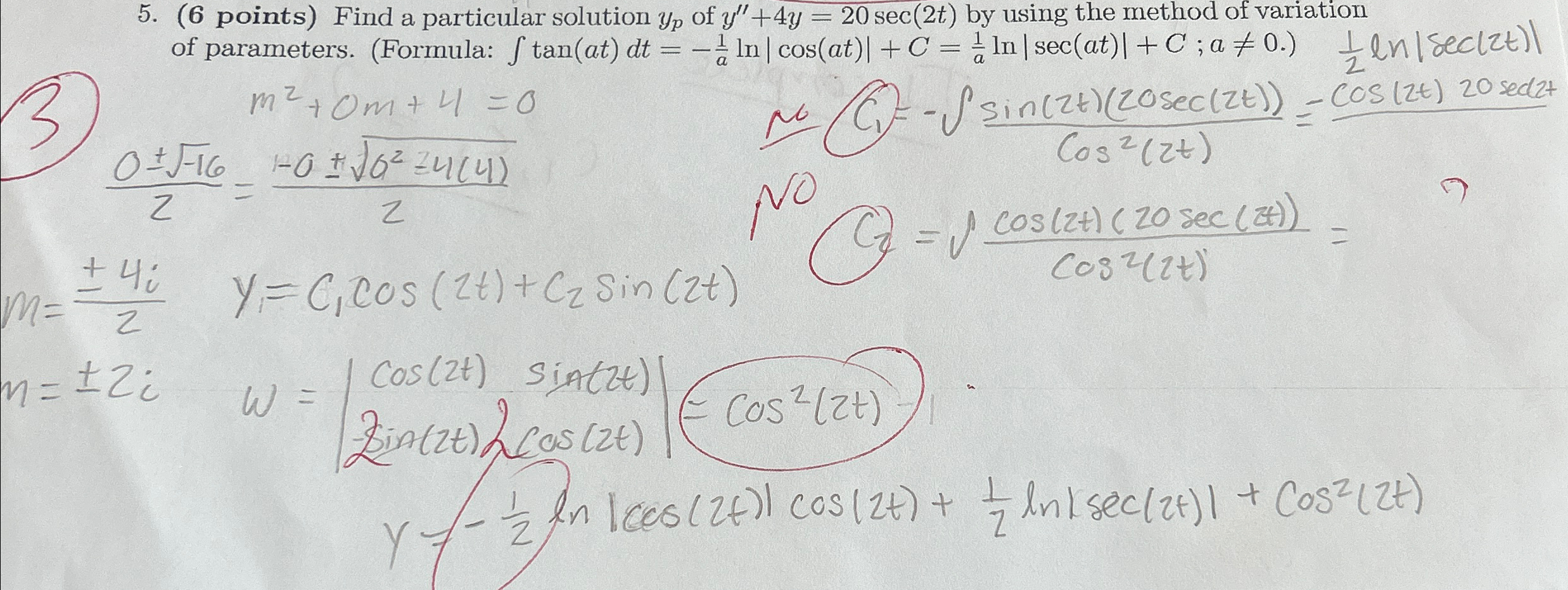 Solved 6 ﻿points ﻿find A Particular Solution Yp ﻿of 