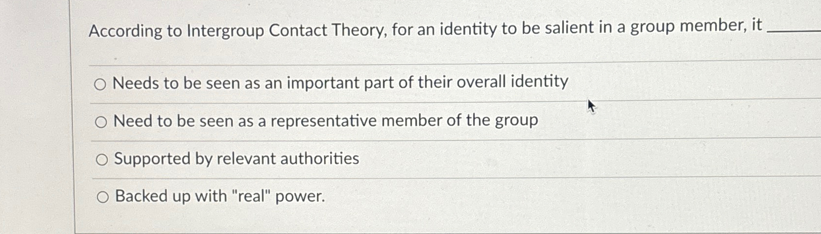 Solved According to Intergroup Contact Theory, for an | Chegg.com