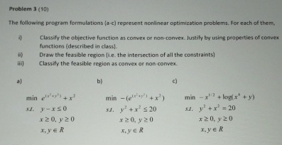 Solved Problem 3 (10)The following program formulations | Chegg.com