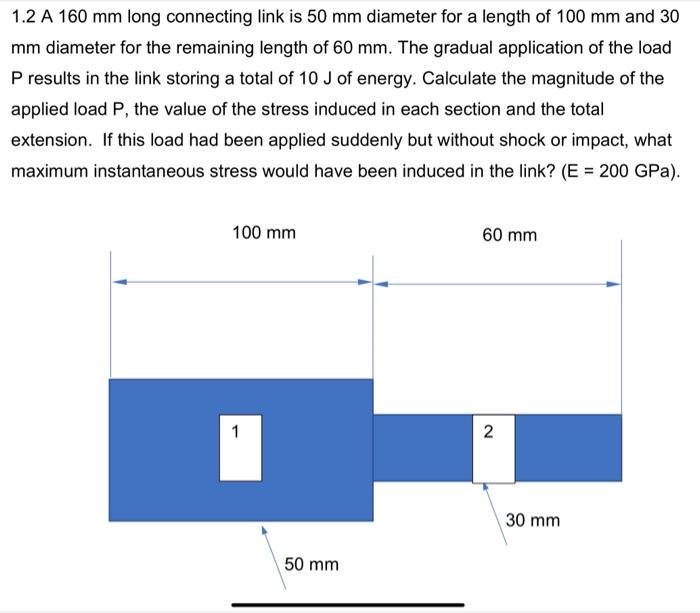 Solved 1.2 A 160 mm long connecting link is 50 mm diameter | Chegg.com