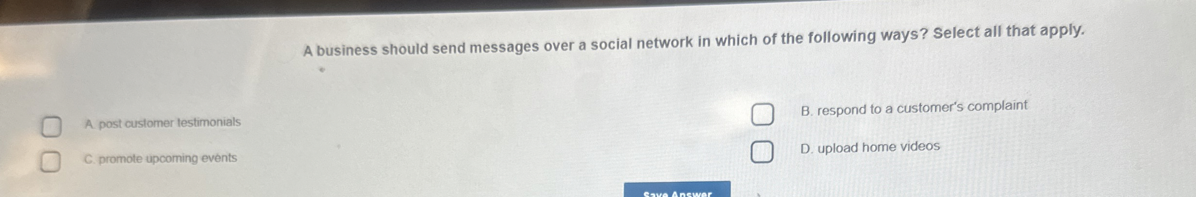 Solved A business should send messages over a social network | Chegg.com