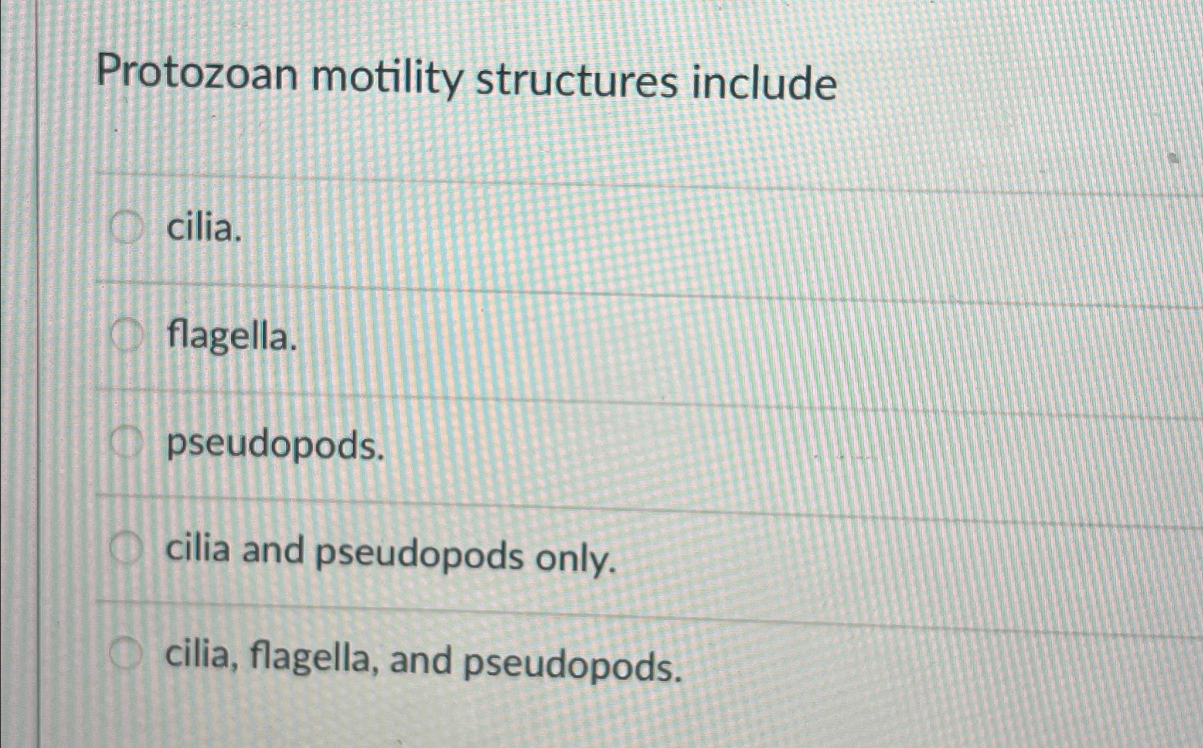 Solved Protozoan motility structures | Chegg.com