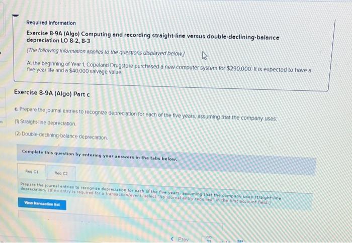 Solved Required Information Exercise 8-9A (Algo) Computing | Chegg.com