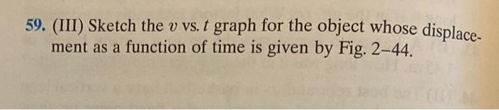 Solved 59. (III) Sketch the v vs. t graph for the object | Chegg.com