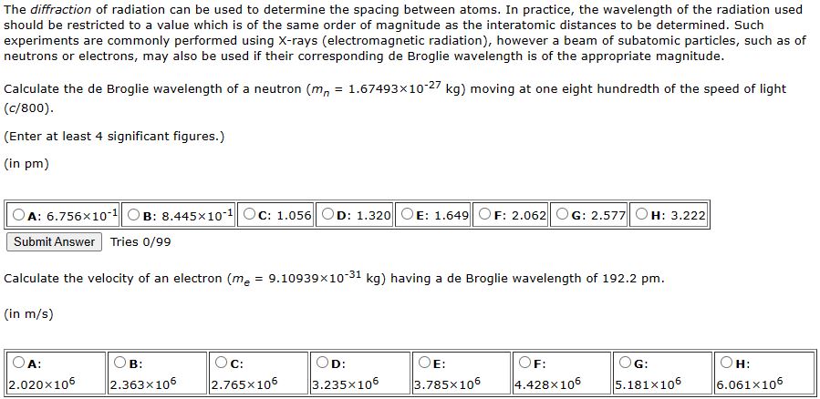 Solved The diffraction of radiation can be used to determine | Chegg.com