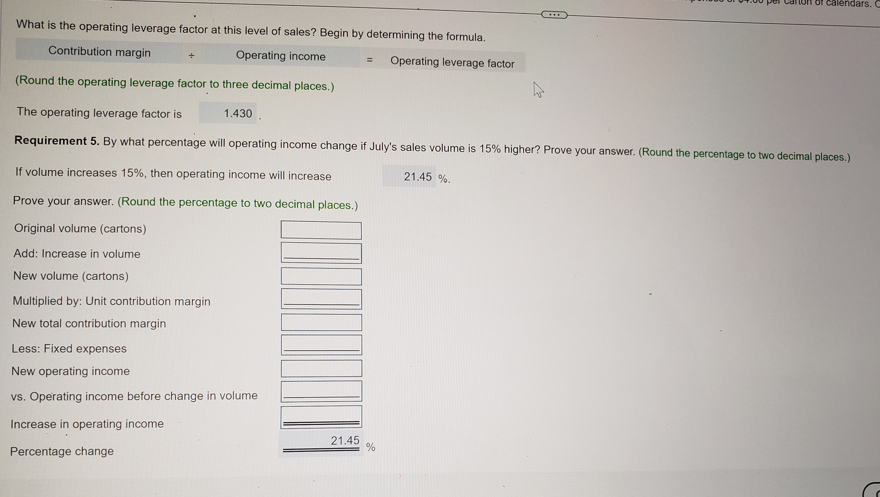 Solved What is the operating leverage factor at this level | Chegg.com