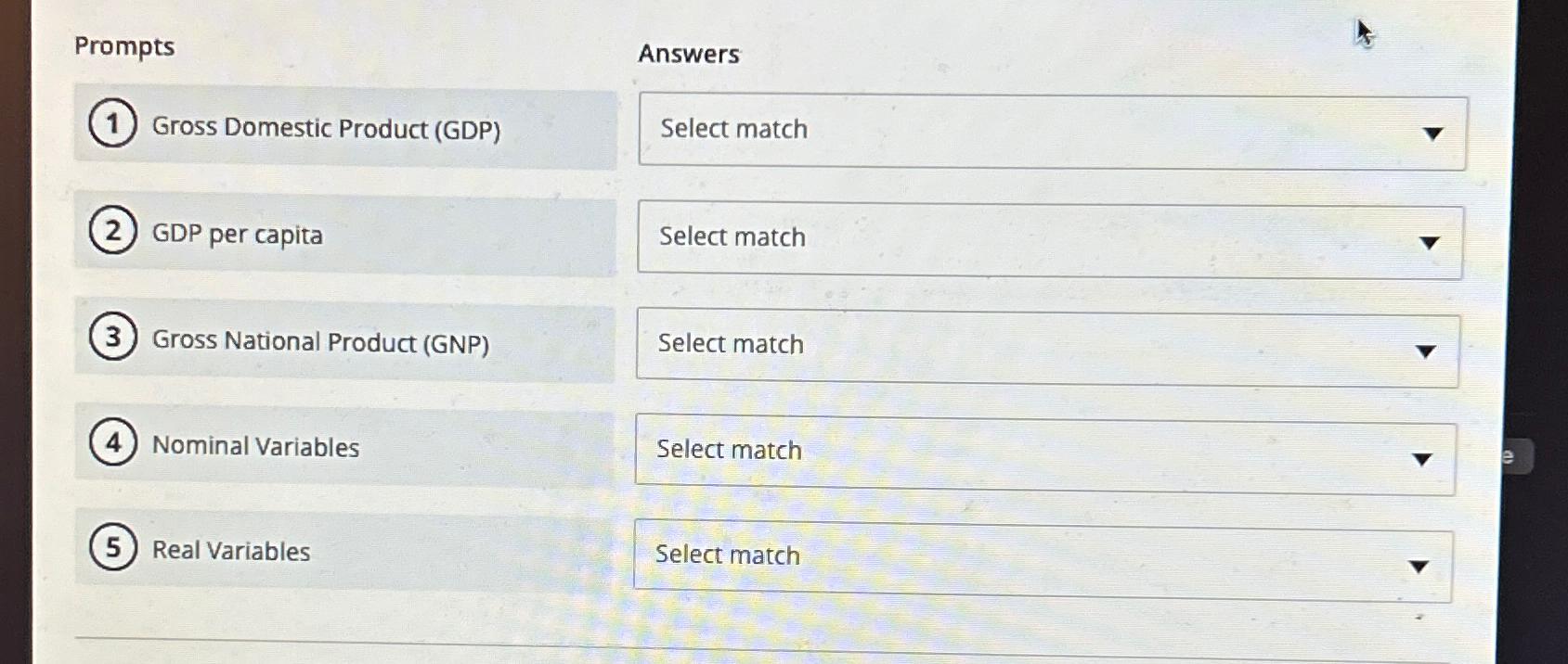 Solved Prompts(1) ﻿Gross Domestic Product (GDP)GDP per | Chegg.com