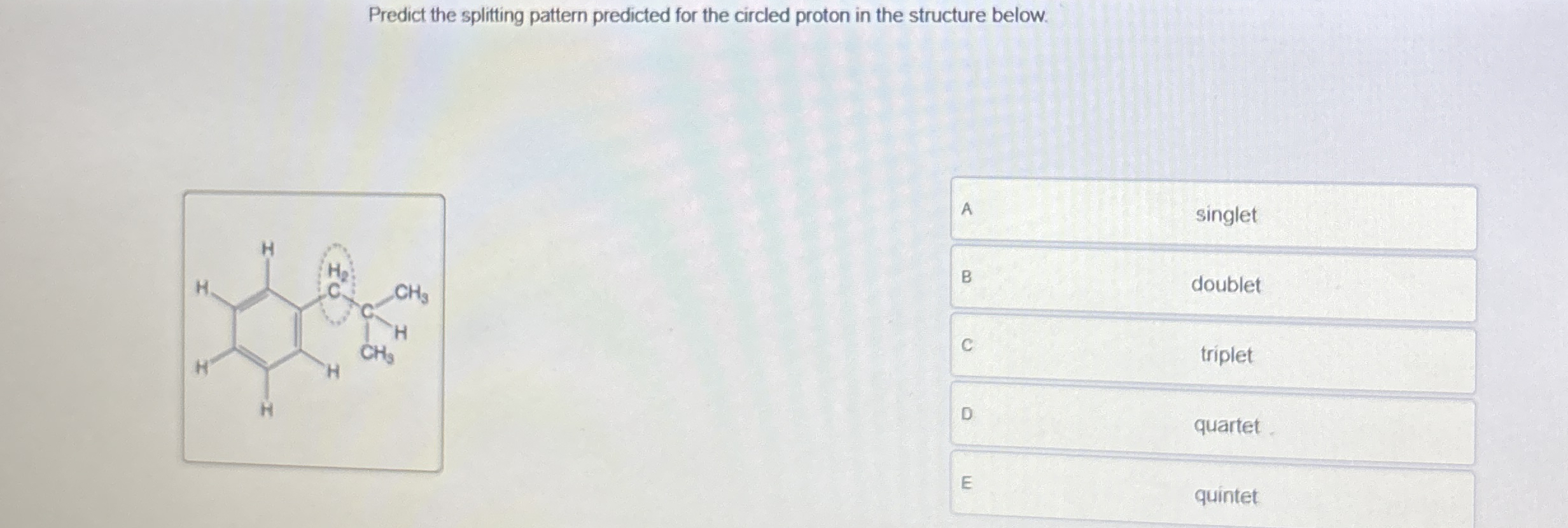 Solved Predict the splitting pattern predicted for the | Chegg.com