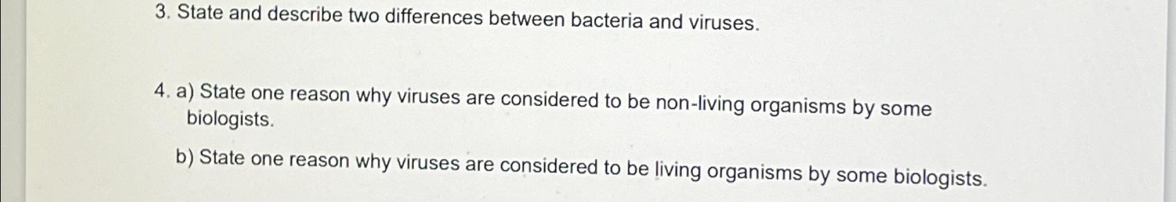 Solved State and describe two differences between bacteria | Chegg.com